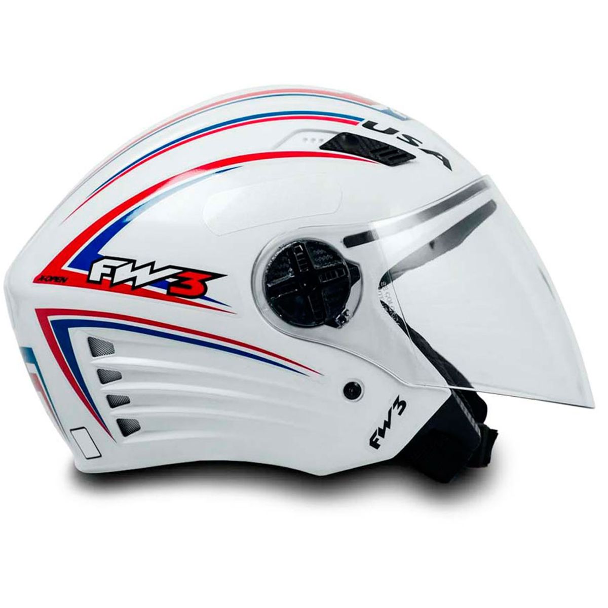 Capacete FW3 X Open Branco Usa - MOTO BR