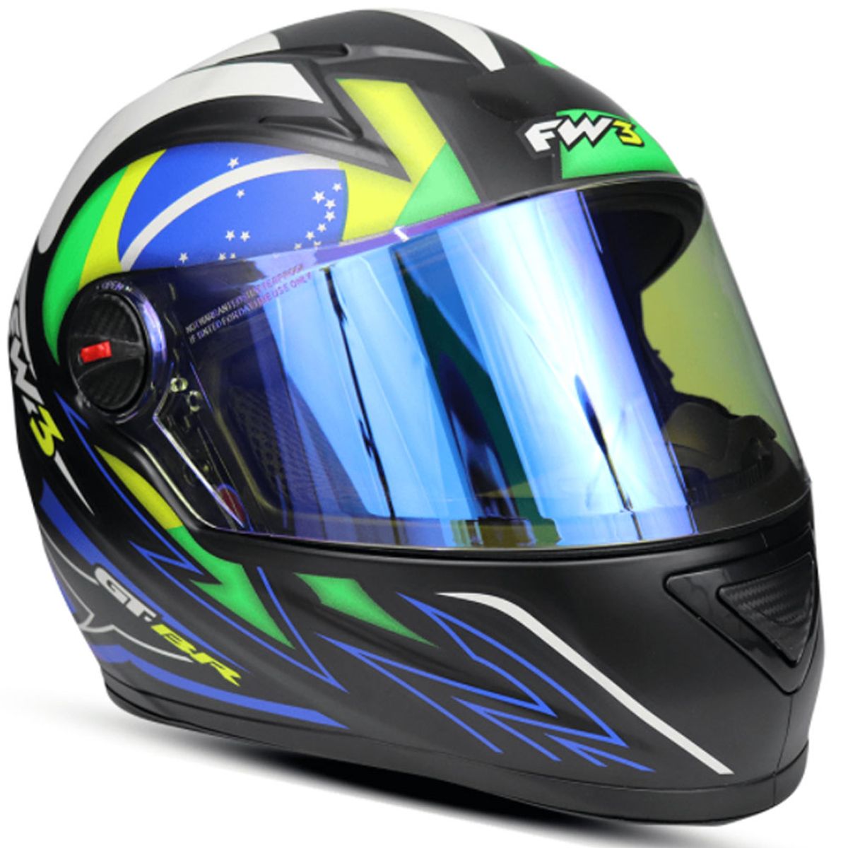 Capacete FW3 GTN Brasil Fosco - MOTO BR