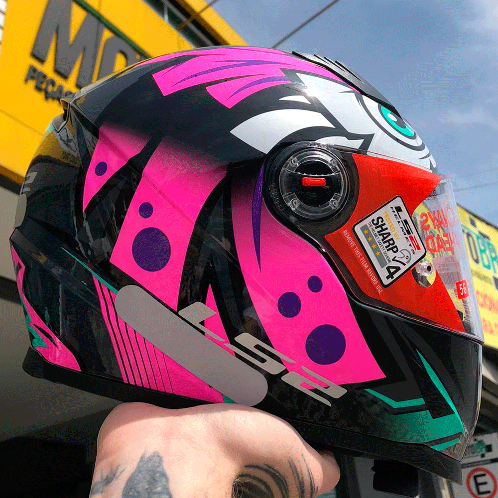 Capacete LS2 FF358 Tribal Rosa - MOTO BR