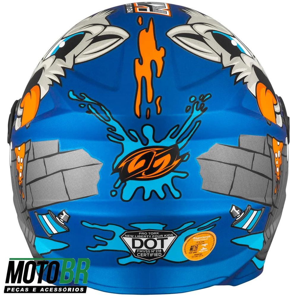 Capacete Pro Tork Infantil Four Paint Fosco Azul - MOTO BR