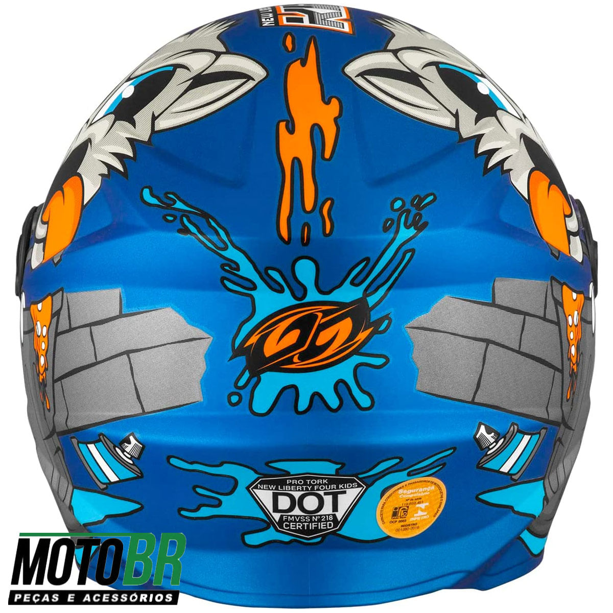 Capacete Pro Tork Infantil Four Paint Fosco Azul - MOTO BR