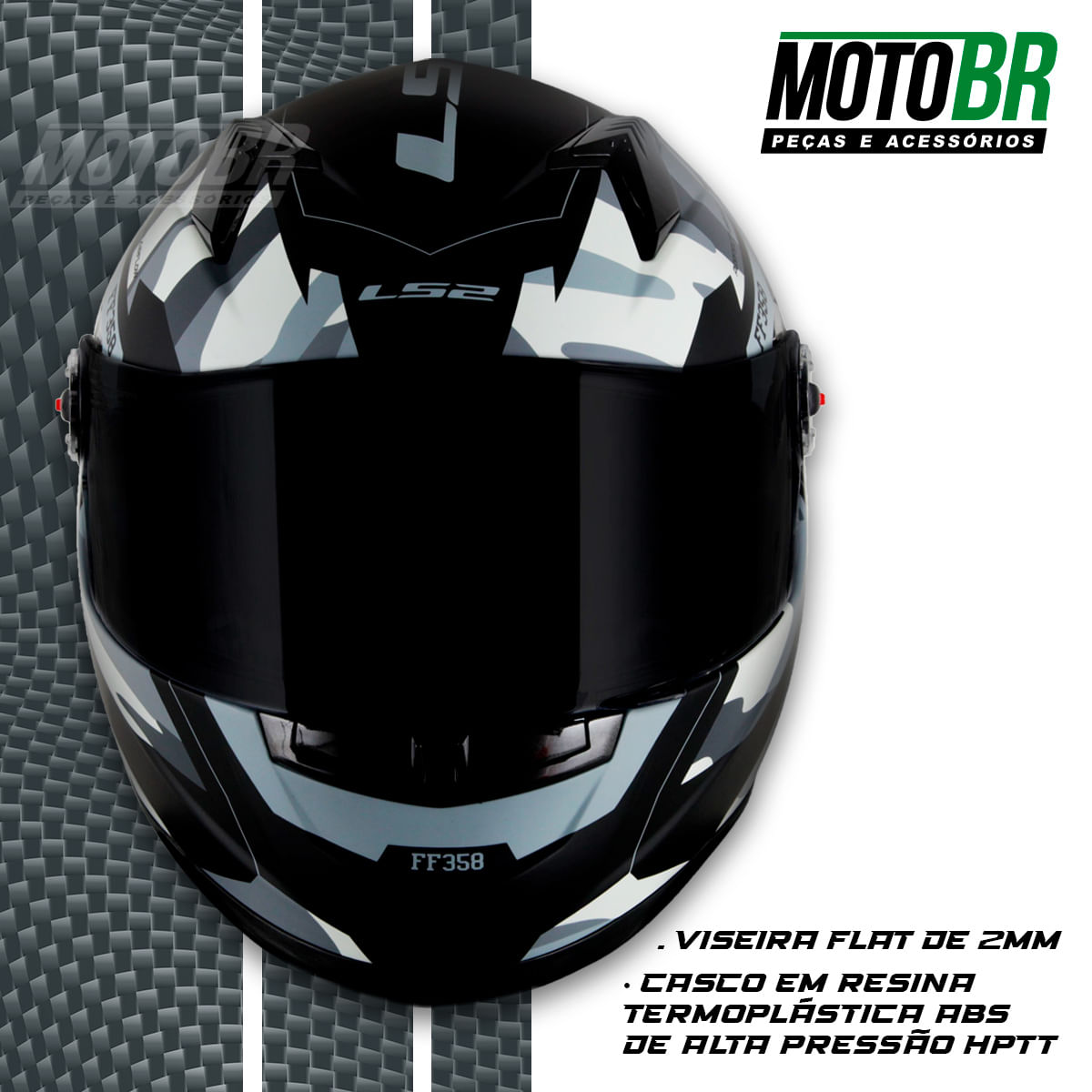 Capacete LS2 FF358 Tank Camo Preto Fosco - MOTO BR