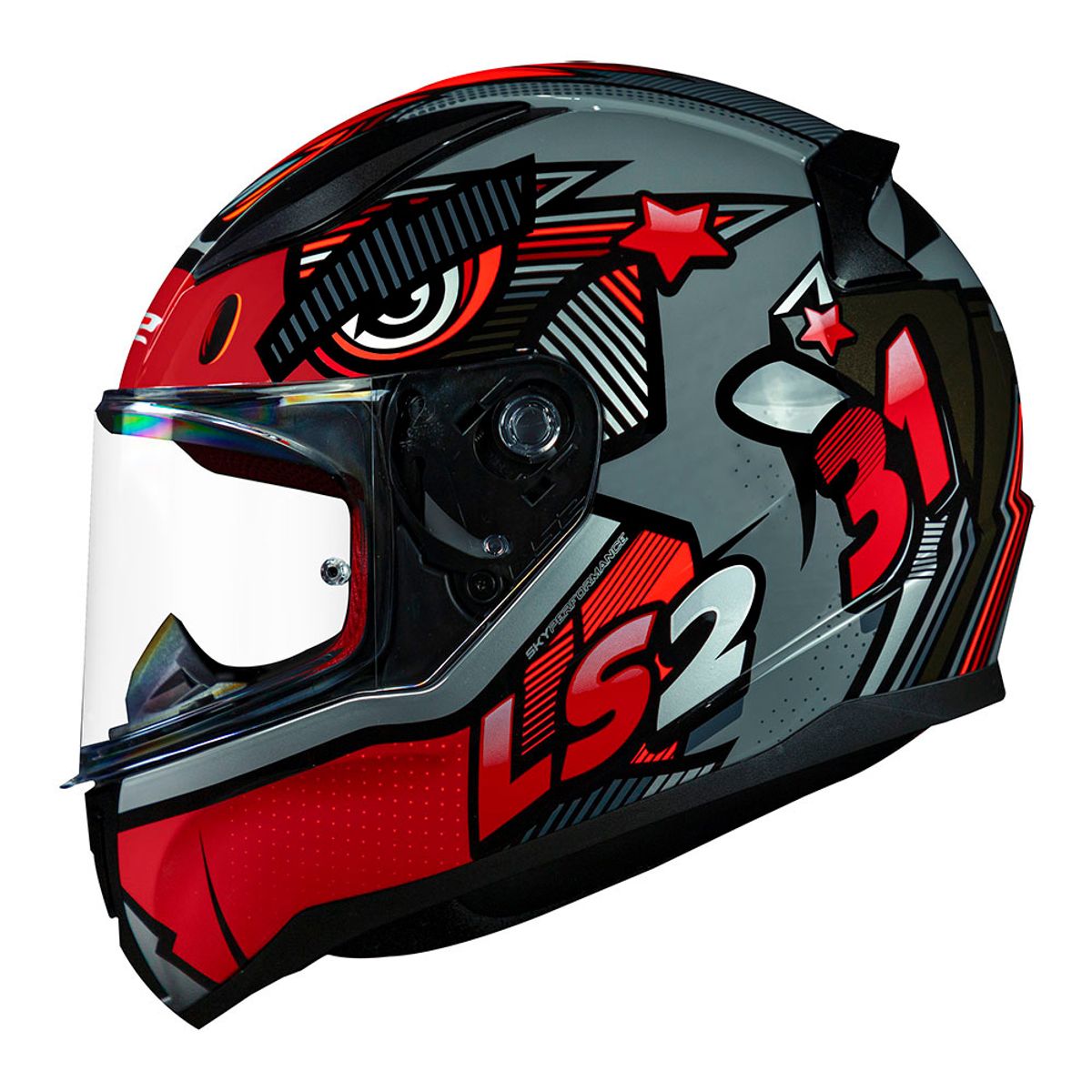 Capacete LS2 FF353 Rapid Khan Cinza Vermelho - MOTO BR