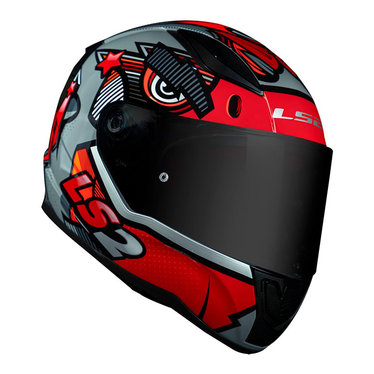Capacete LS2 FF353 Rapid Khan Cinza Vermelho - MOTO BR