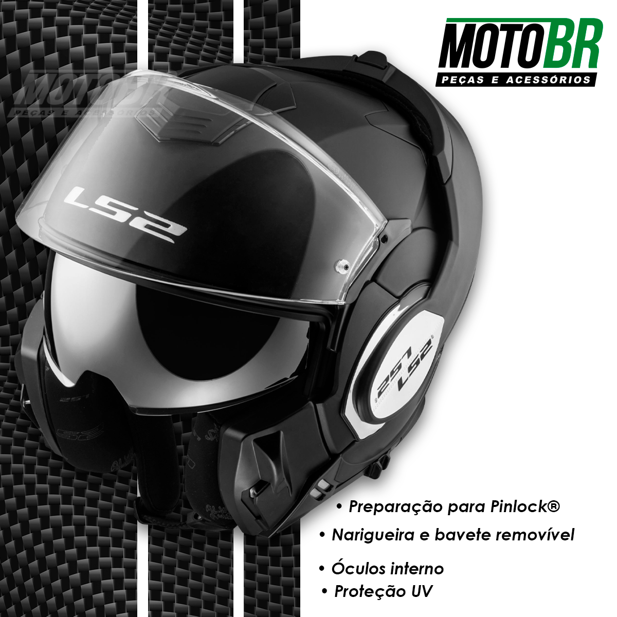 Capacete LS2 FF399 Valiant Preto Fosco - MOTO BR