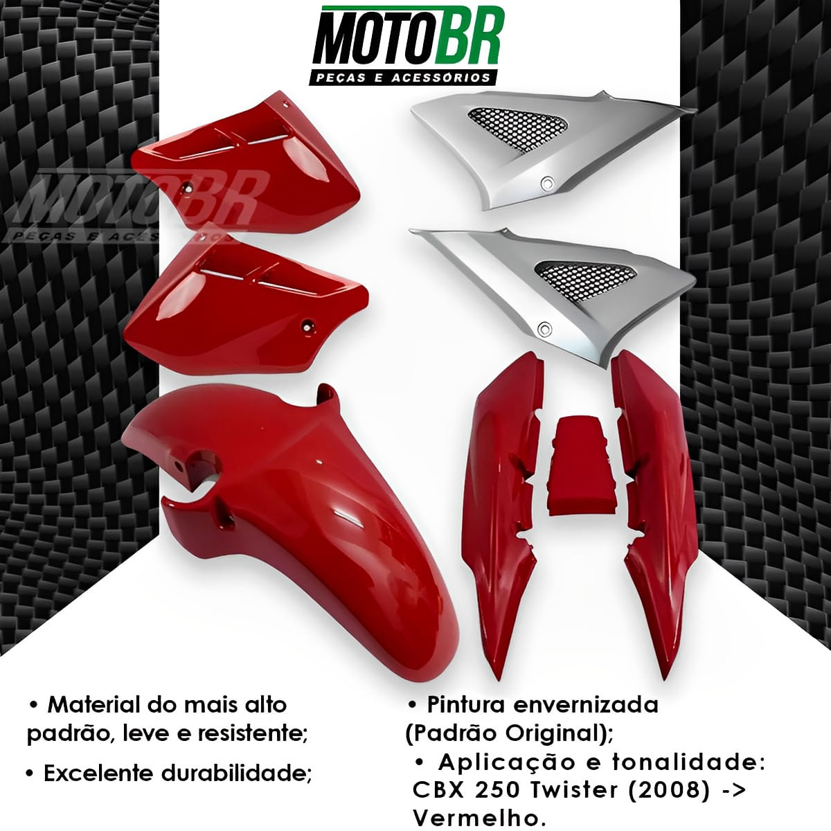 Kit Carenagem Completo Cbx 250 Twister 2008 Vermelho Moto Br
