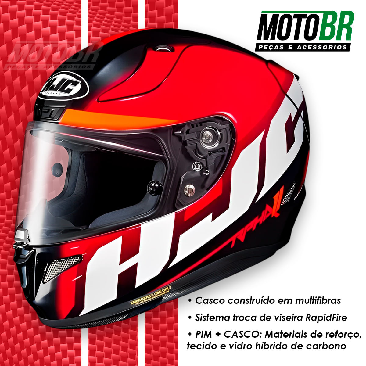 Capacete HJC Rpha 11 Spicho Vermelho - MOTO BR