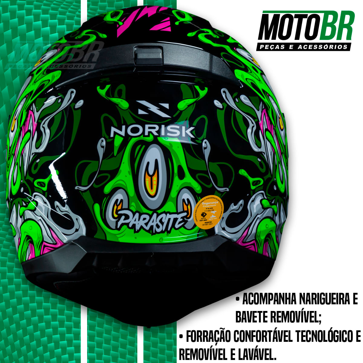 Capacete Norisk Razor Parasite Verde - MOTO BR