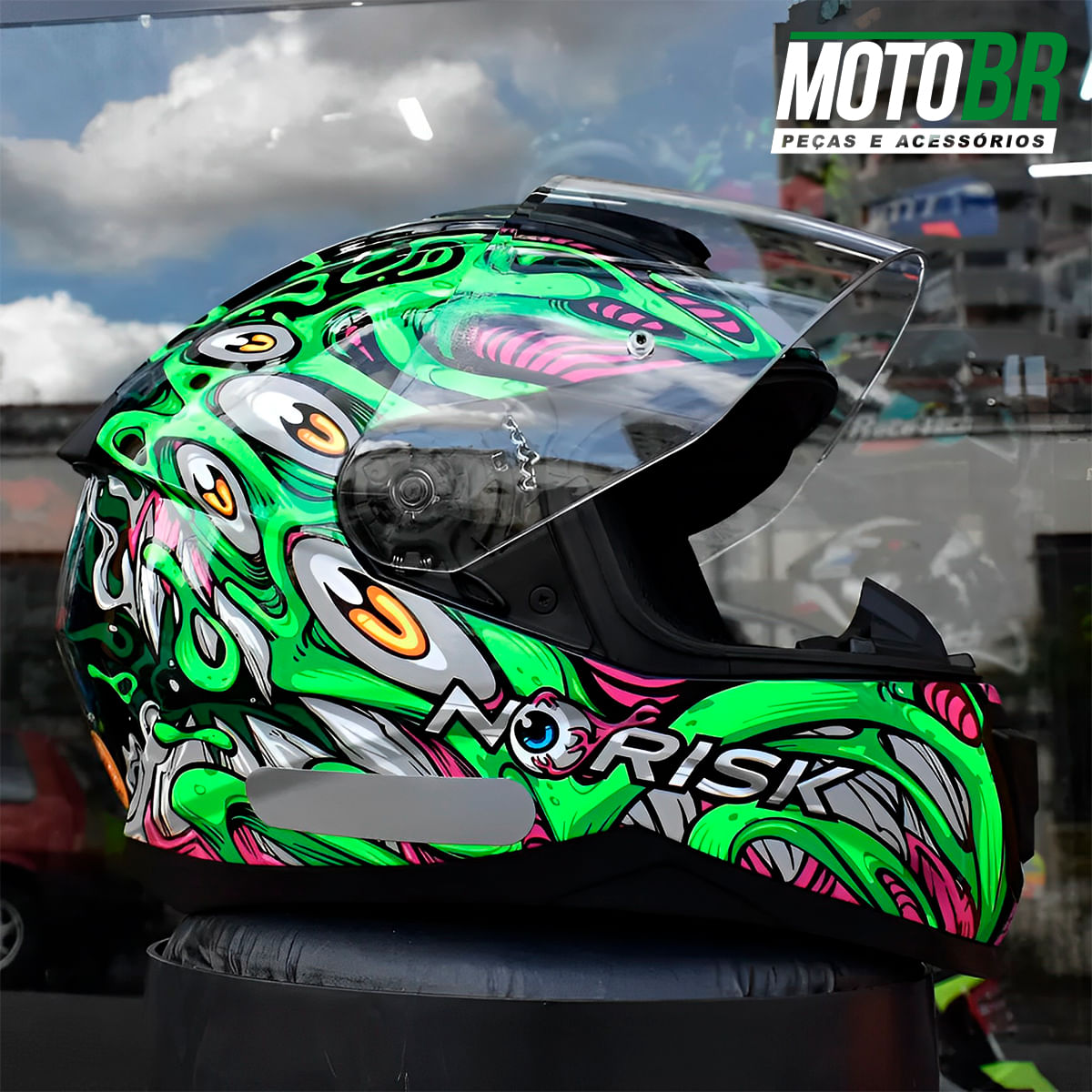 Capacete Norisk Razor Parasite Verde - MOTO BR