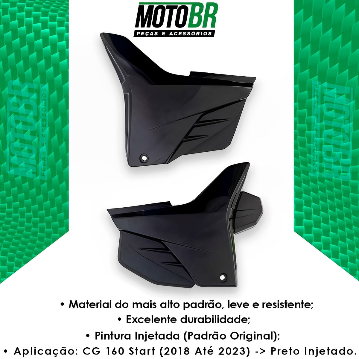Tampa Lateral Cg 160 Start 2018 Até 2023 Preto Injetado - MOTO BR
