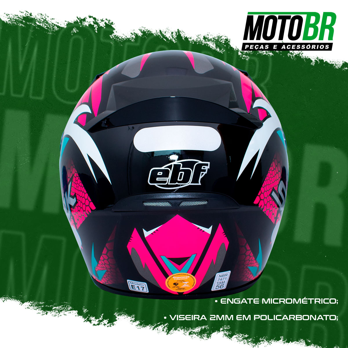 Capacete EBF Spark Dragon Preto Rosa - MOTO BR