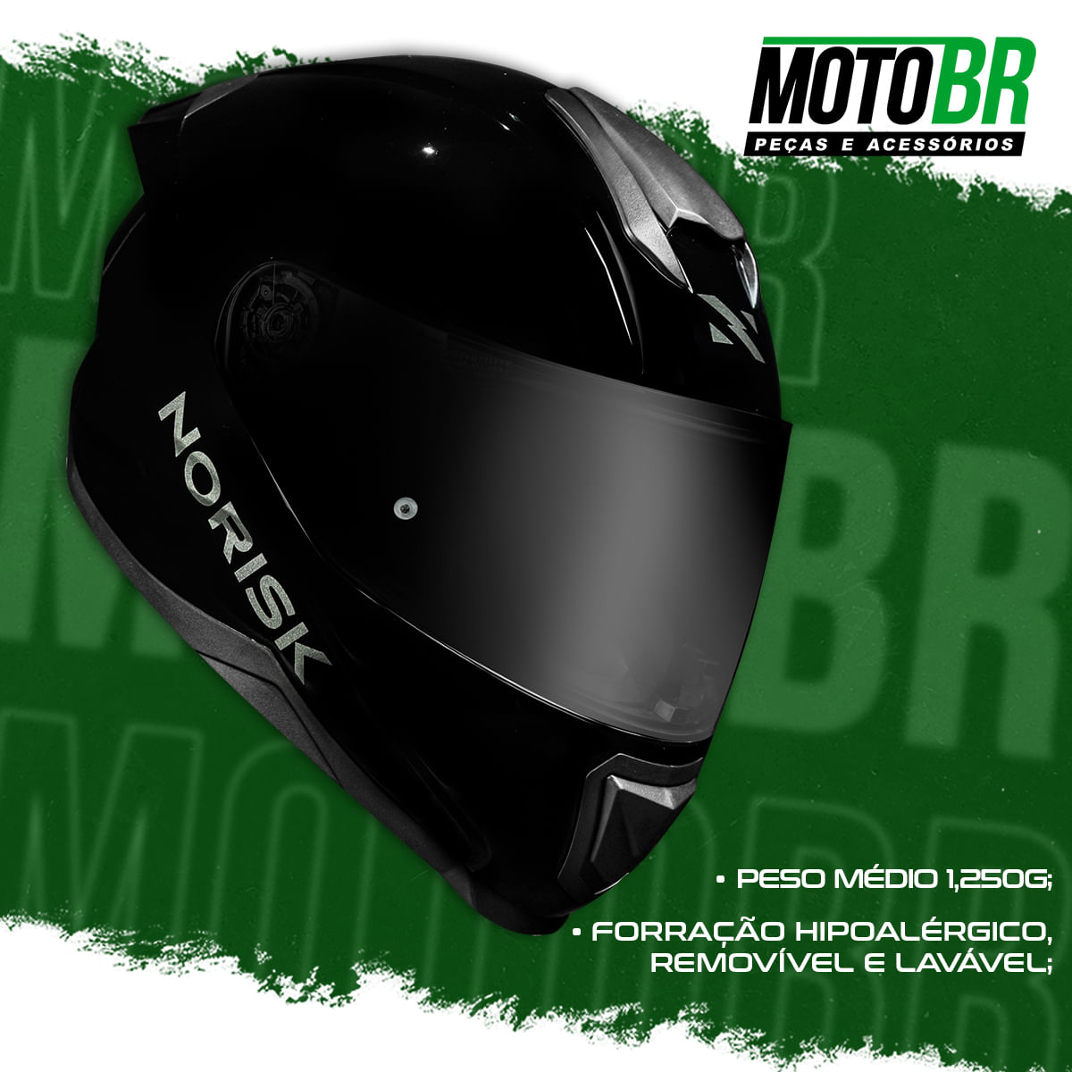 Capacete Norisk Razor Preto Solid Edition - MOTO BR